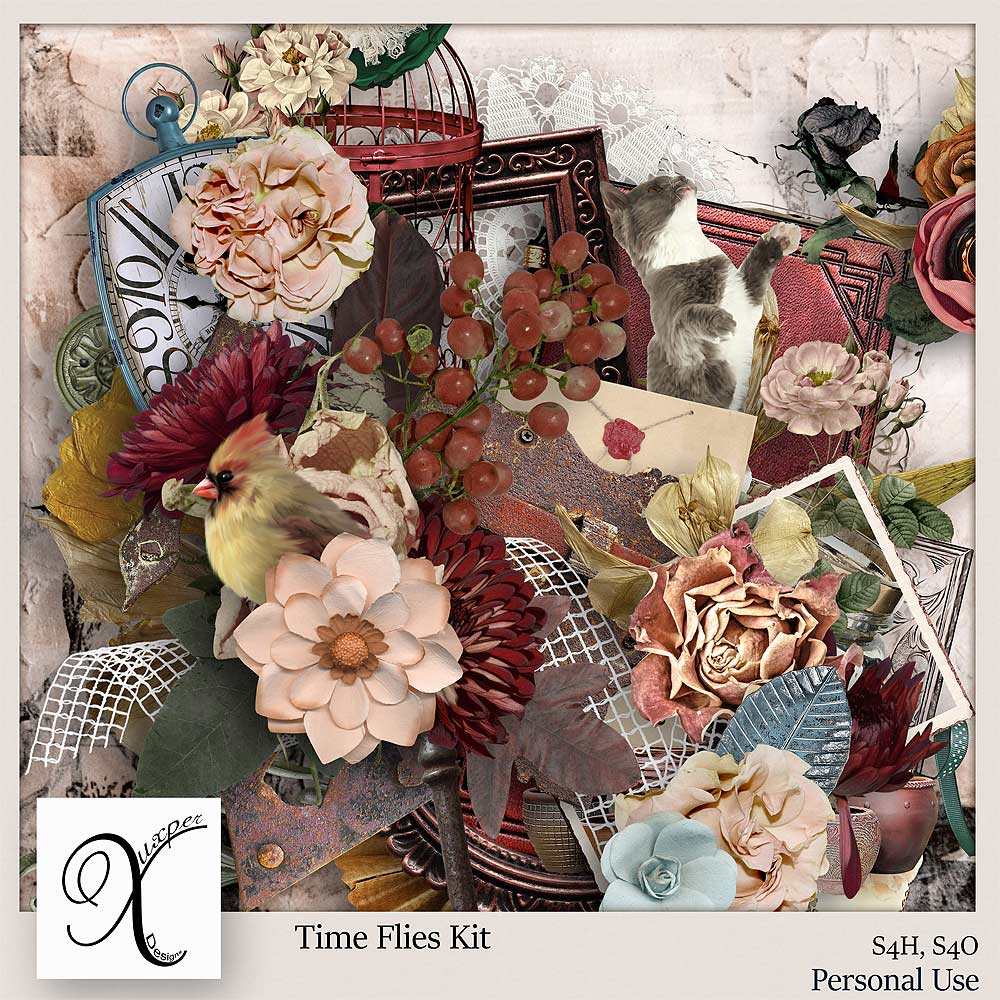 Digital Scrapbook Pack | Time Flies Bonus by Xuxper Designs | Oscraps