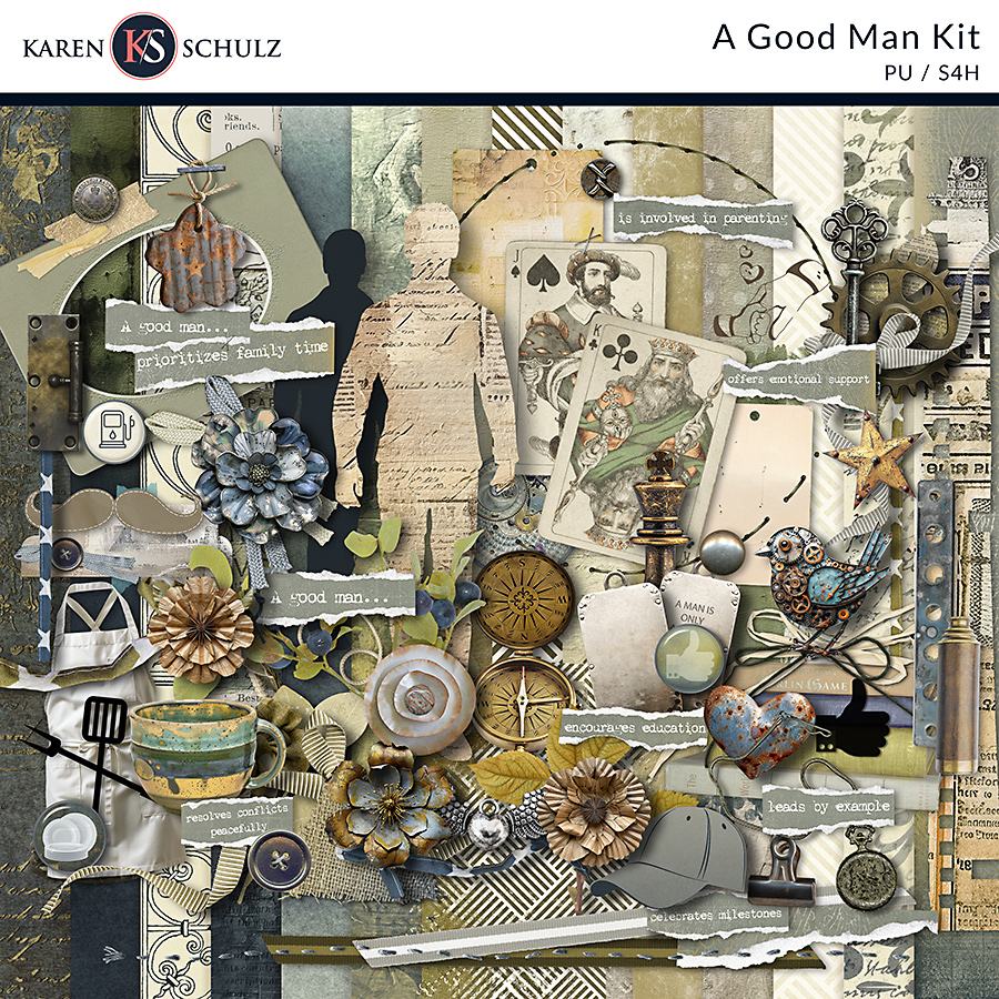 Digital Scrapbook Pack | A Good Man Collection by karen Schulz Designs ...