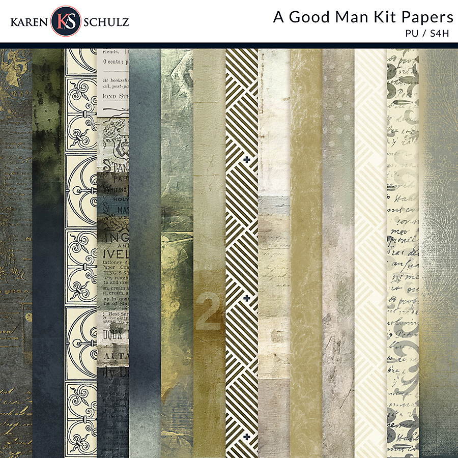 Digital Scrapbook Pack | A Good Man Collection by karen Schulz Designs ...
