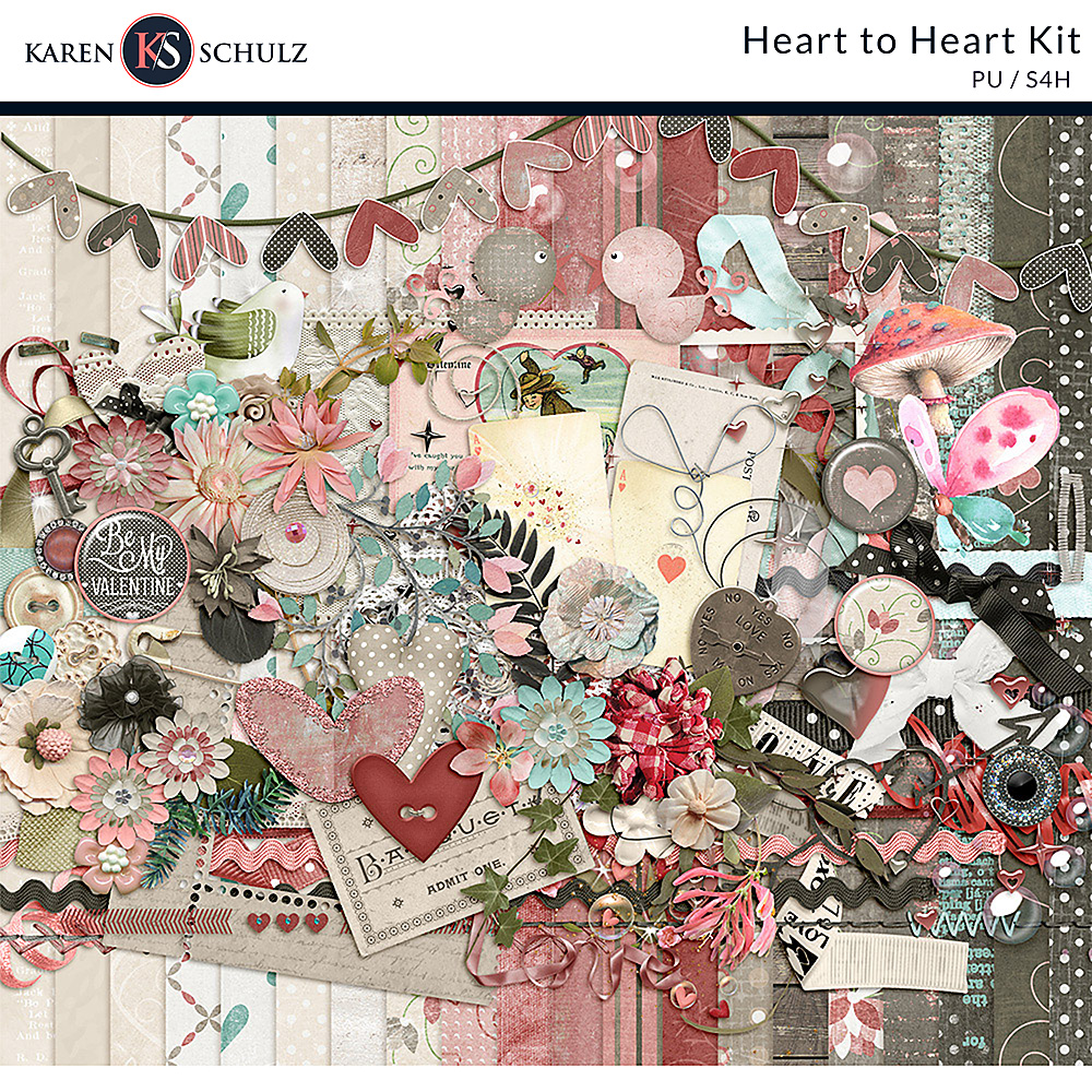 Digital Scrapbook Pack | Heart to Heart Collection by Karen Schulz ...