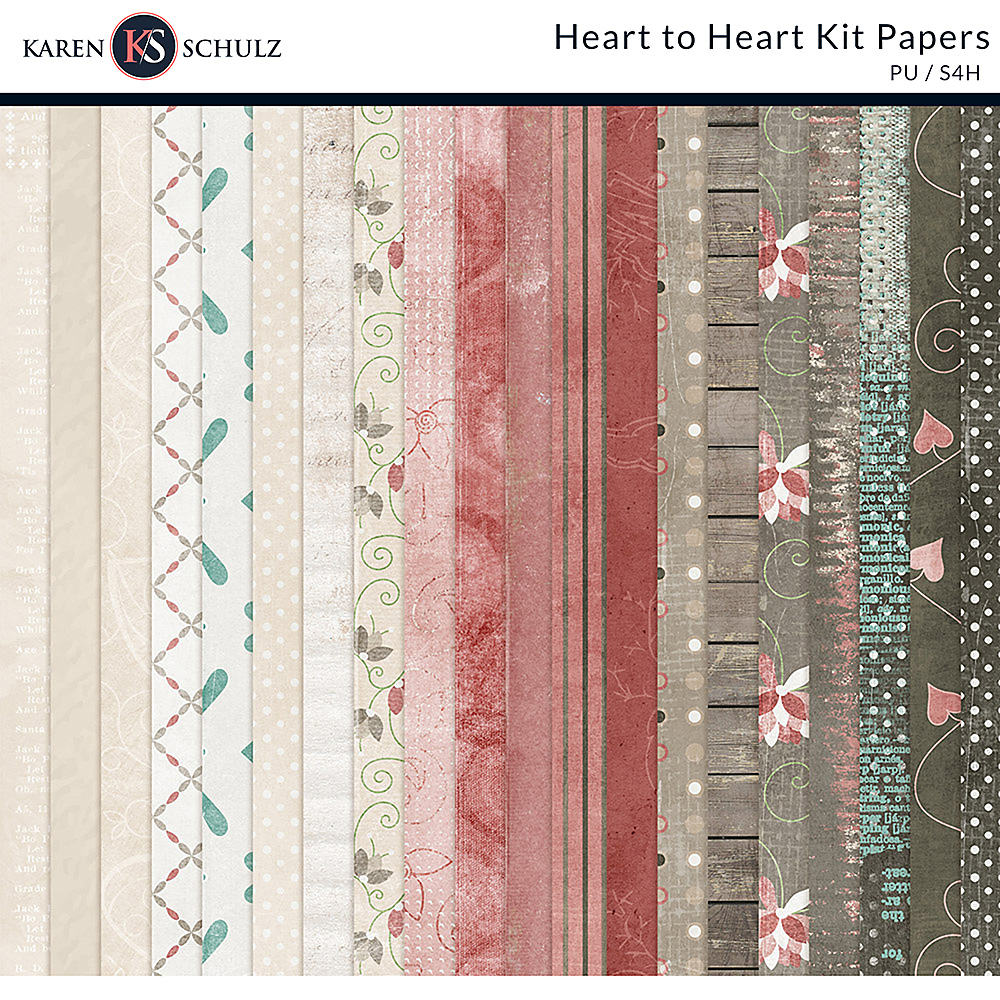 Digital Scrapbook Pack | Heart to Heart Kit by Karen Schulz Designs ...