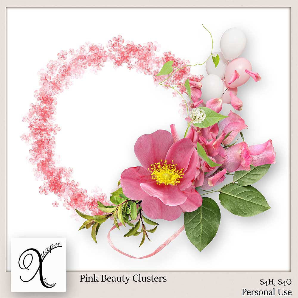 Digital Scrapbook Pack | Pink Beauty Cluster Frame by Xuxper Designs ...