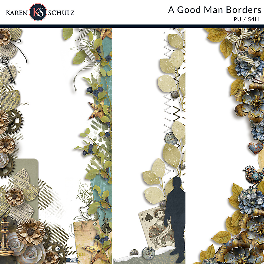 Digital Scrapbook Pack | A Good Man Borders by Karen Schulz Designs ...