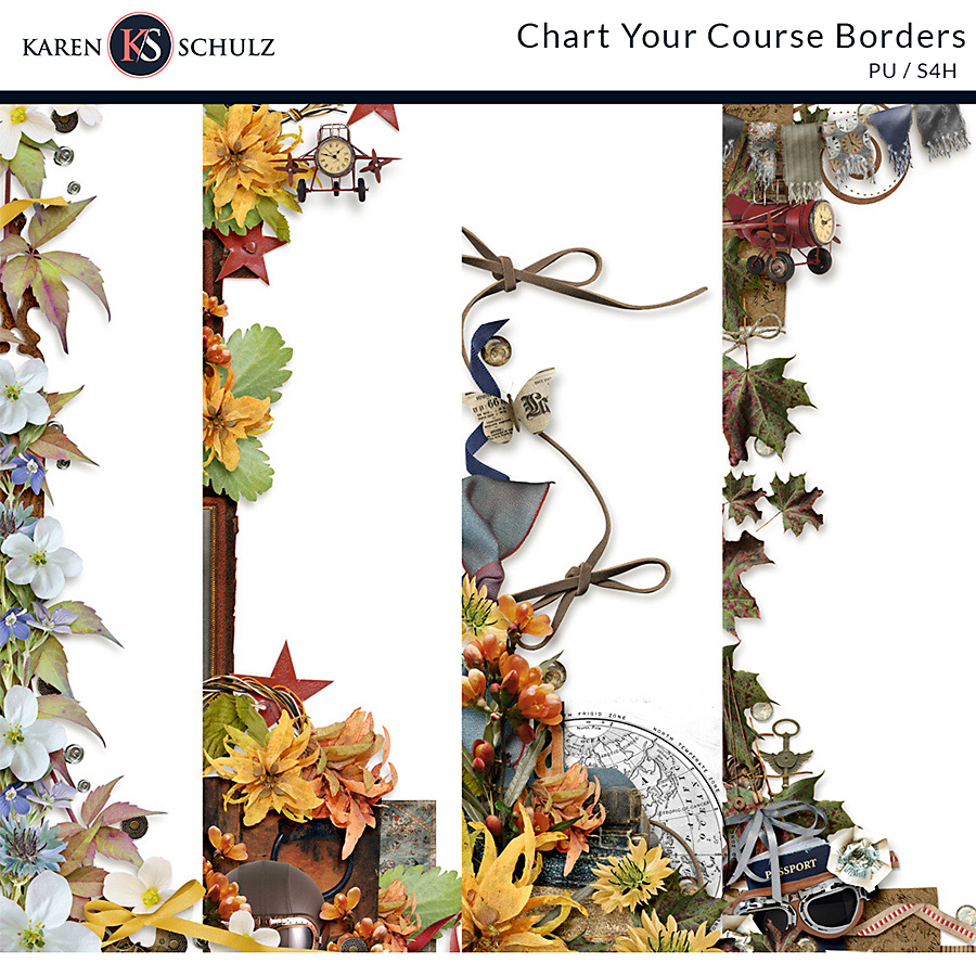 Digital Scrapbook Pack | Chart Your Course Borders by Karen Schulz ...
