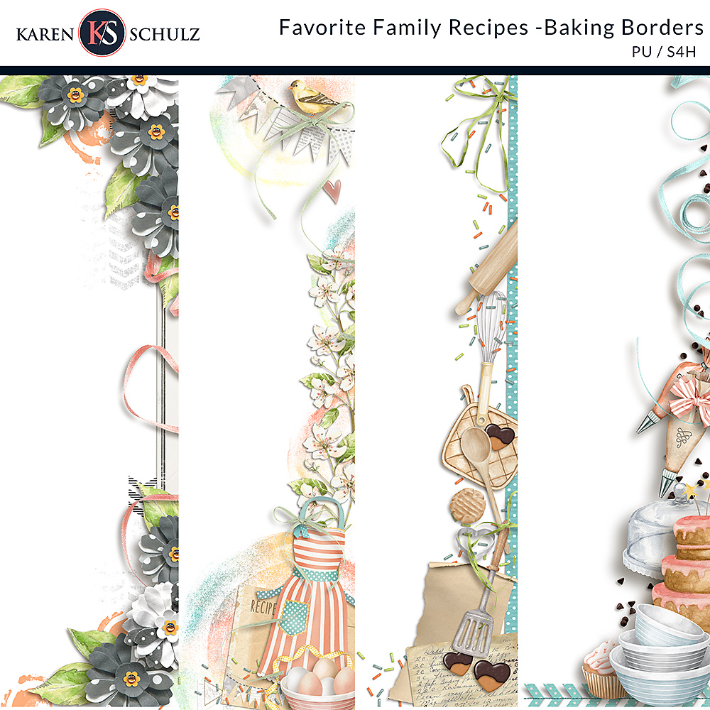 Digital Scrapbook Pack | Favorite Family Recipes Baking Borders by ...
