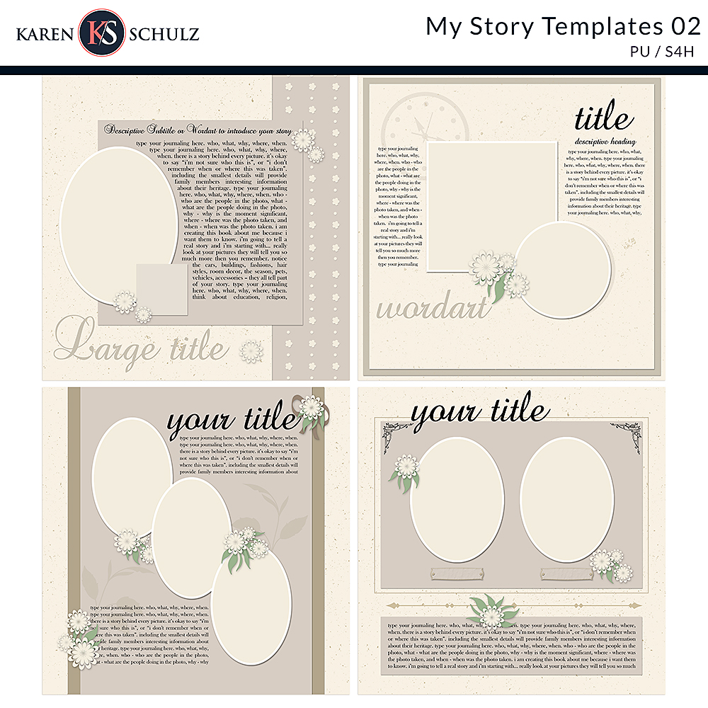 Digital Scrapbook Pack | My Story Templates 02 by Karen Schulz Designs ...
