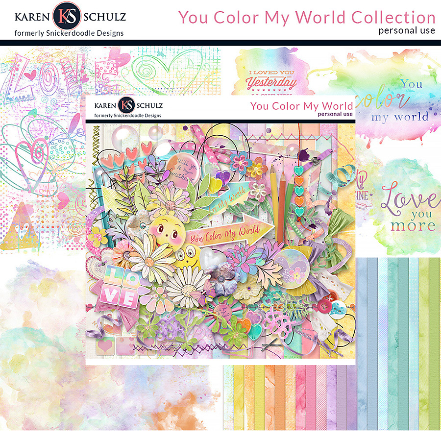 Digital Scrapbook Pack | You Color My World Collection by Karen Schulz ...